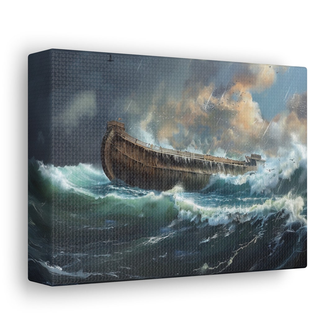 Noah's Ark (wavy), Christian Faith Canvas, Small Print Art, Biblical ...