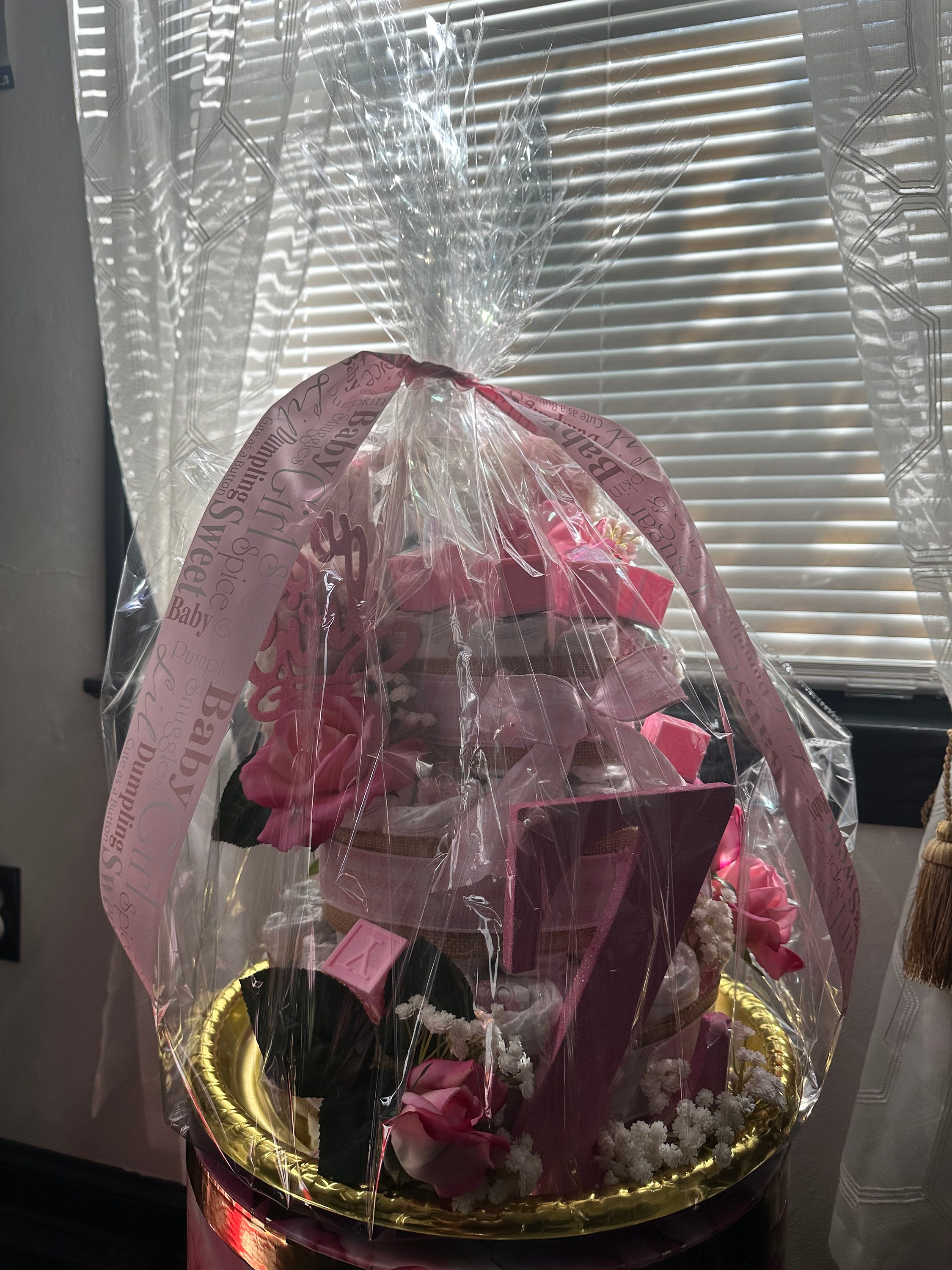 LUXURY Diaper Cake Tower, Baby Shower, Baby Gift, Centerpiece, Pink ...