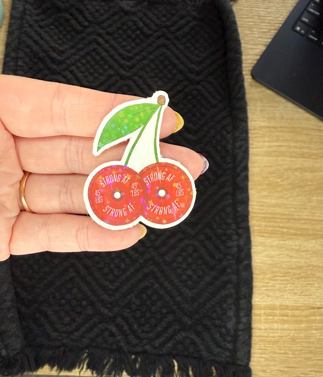 Cherry Weights, Girly, Weightlifting Sticker for Water Bottle, Laptop ...