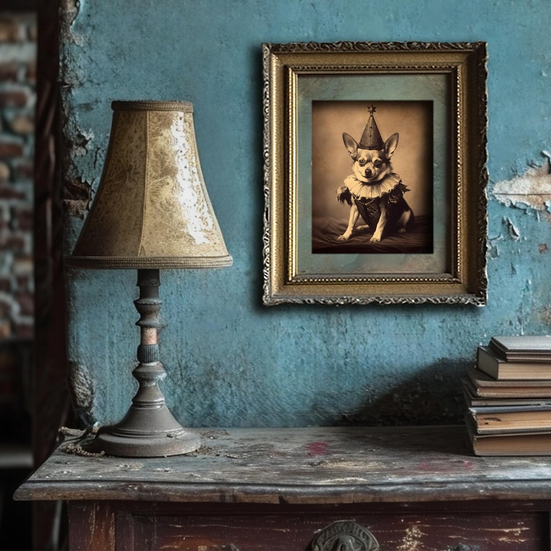 Jester Dog Costume Pop-surreal Print Gothic Home Decor Dark Academia - Etsy