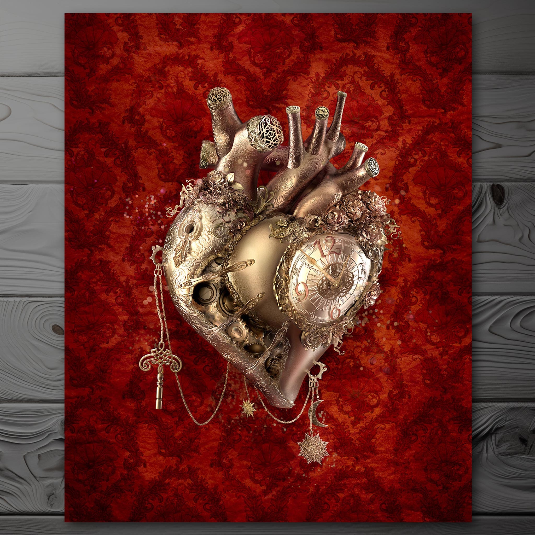 The Clockwork Heart Pop-surreal Print Gothic Home Decor Dark Academia ...