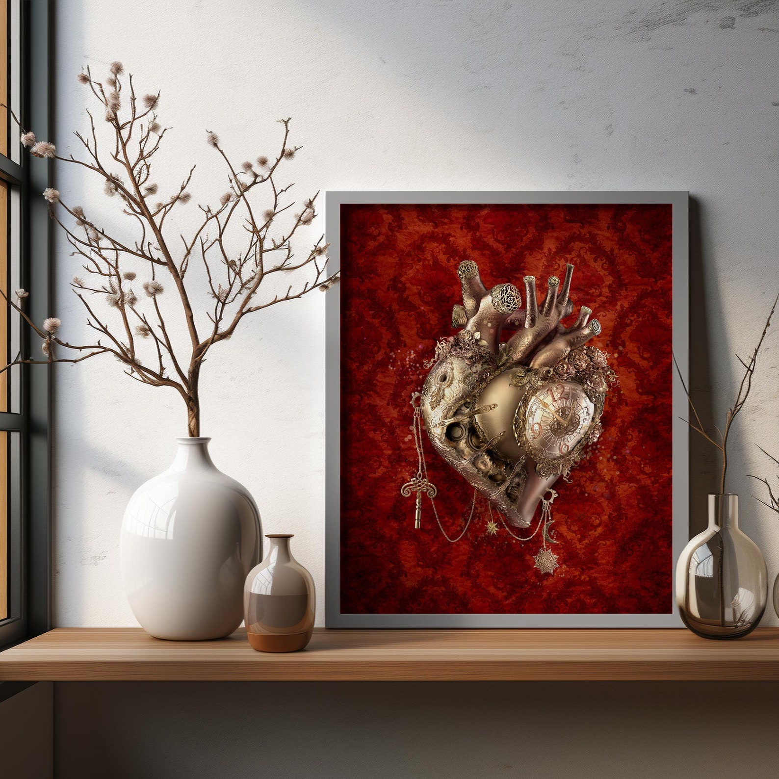 The Clockwork Heart Pop-surreal Print Gothic Home Decor Dark Academia ...