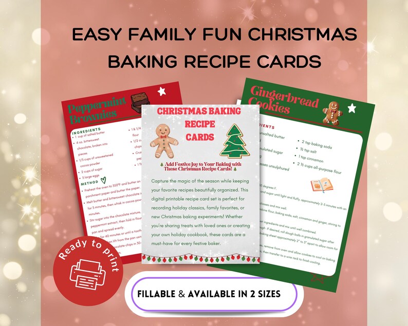 Festive Printable Recipe Card Set for Christmas Baking & Cookie ...