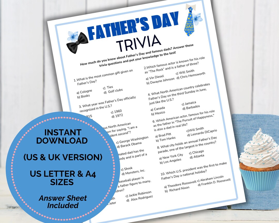 Father's Day Printable Trivia Game | British Father's Day Activity ...