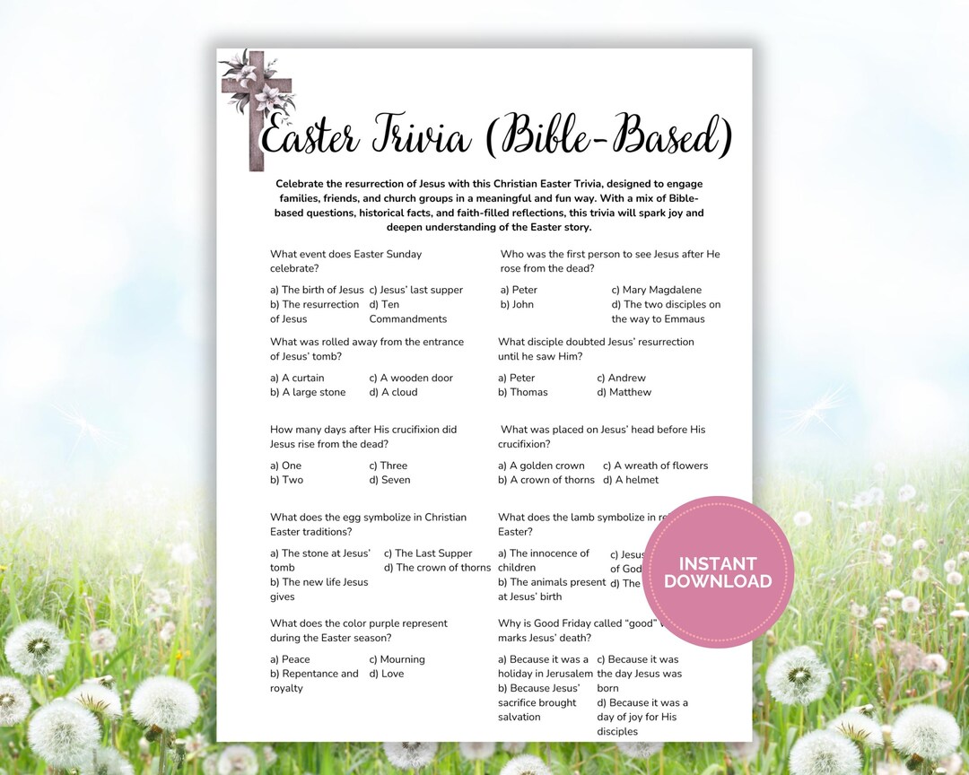 Easter Bible Trivia for Adults | Printable Easter Game | Women Ministry ...