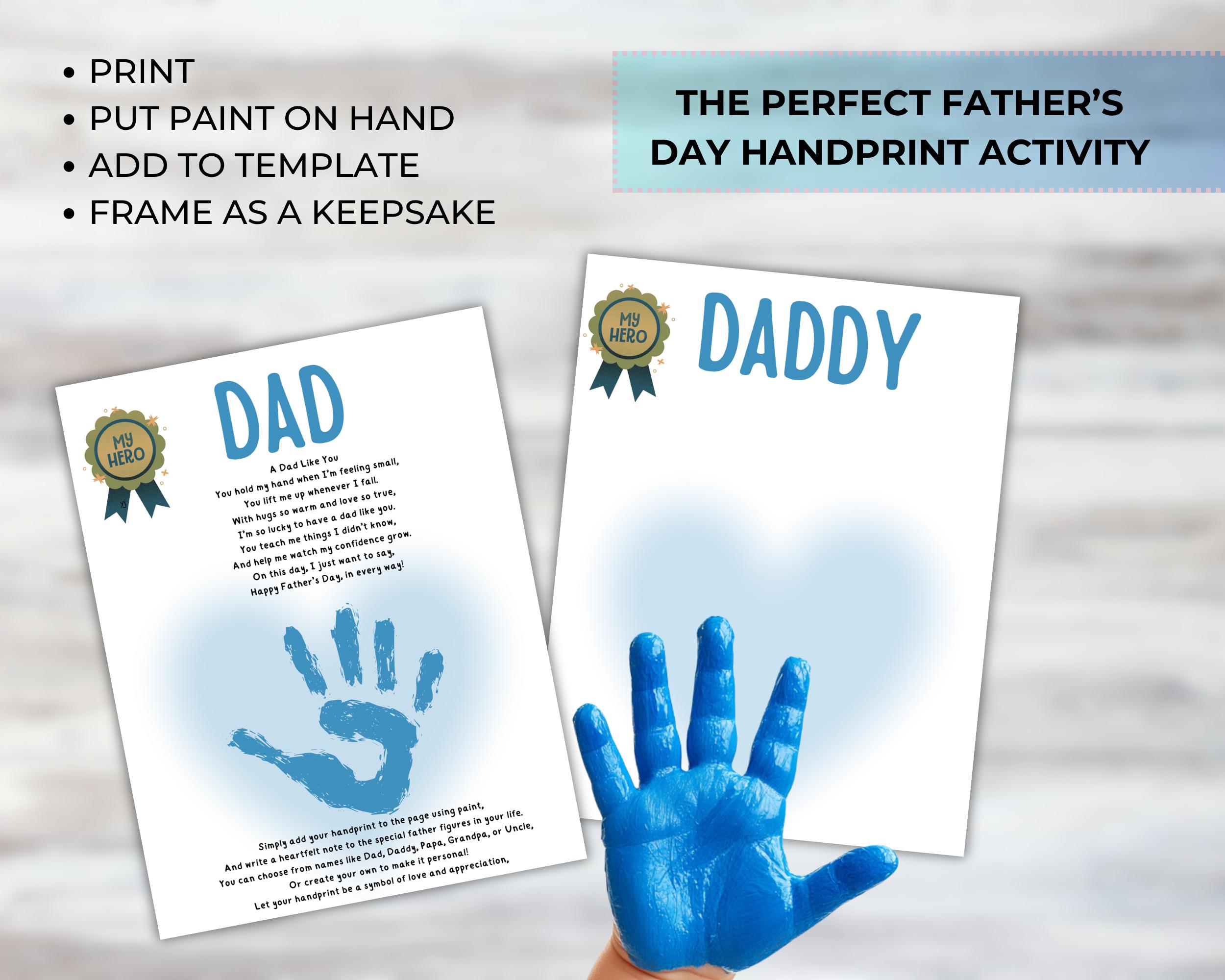 Fathers Day Handprint Craft Printable | Dad Grandpa Handprint Art ...