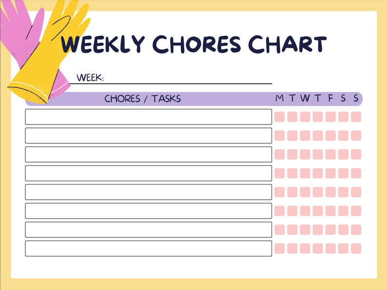 Printable Kids Chore Chart Pack - Etsy