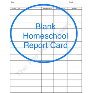 Homeschool Report Card - Etsy