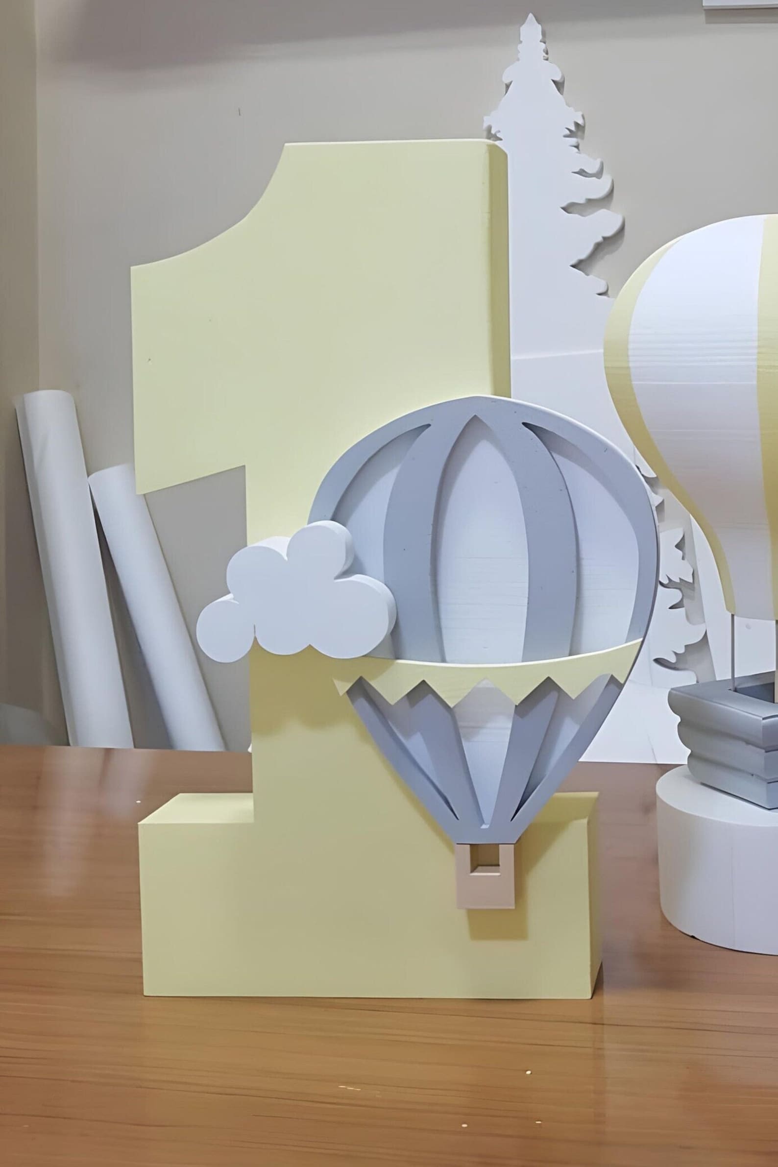 Number 1 With Hot Air Balloon Shaped Schematic for 2D, Wire Cut on ...