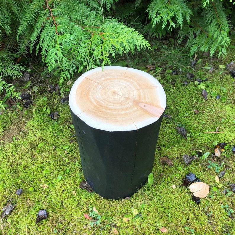 Blackwash Finish Reclaimed Cedar Log, Stump End Table, Handmade in BC ...