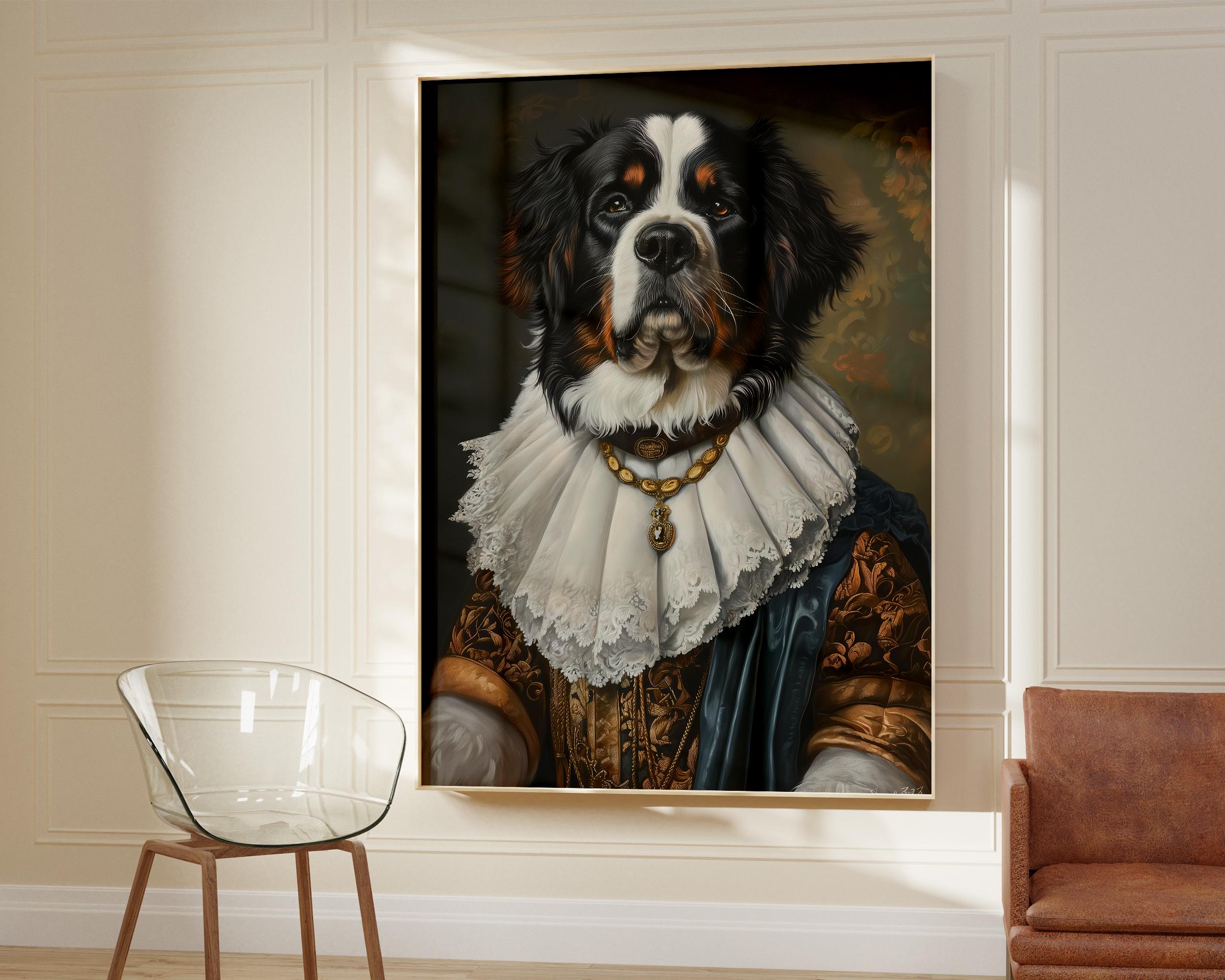 Noble Dog Portrait - Regal Bernese Mountain Dog Art - High-quality Art ...