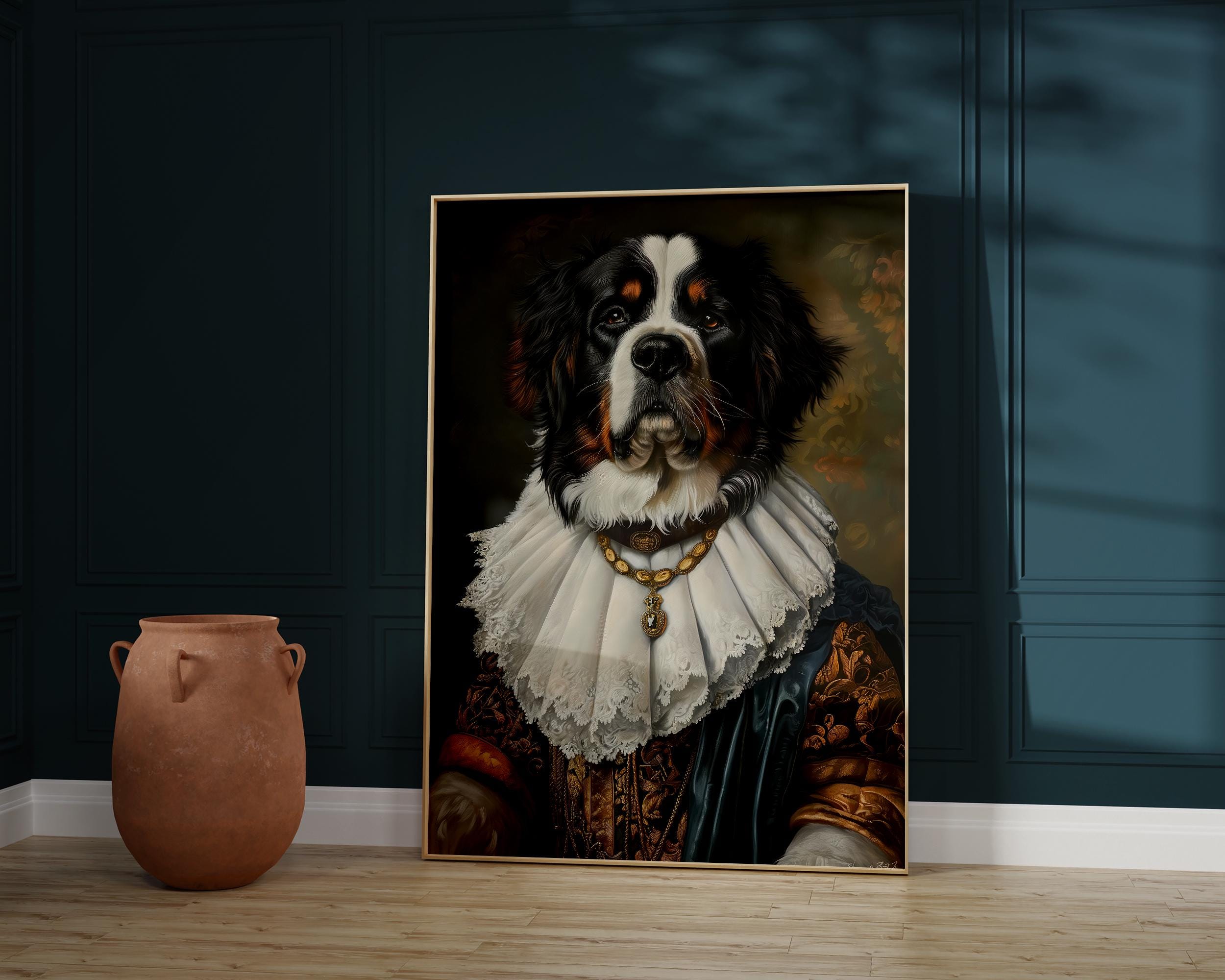 Noble Dog Portrait - Regal Bernese Mountain Dog Art - High-quality Art ...