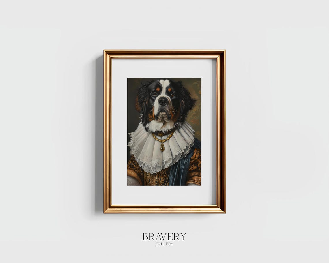 Noble Dog Portrait - Regal Bernese Mountain Dog Art - High-quality Art ...