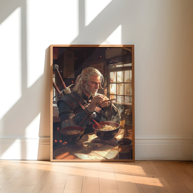The Witcher Poster, Geralt of Rivia Art, Gamer Bedroom Decor, Ramen ...