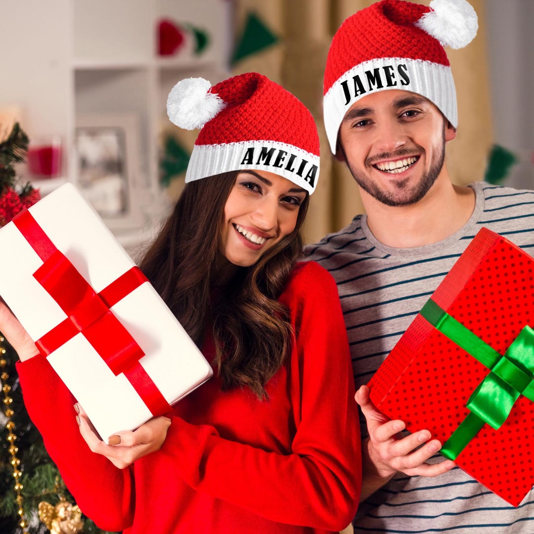 Personalized Hand-knitted Santa Hats, Custom Christmas Hat, Family ...