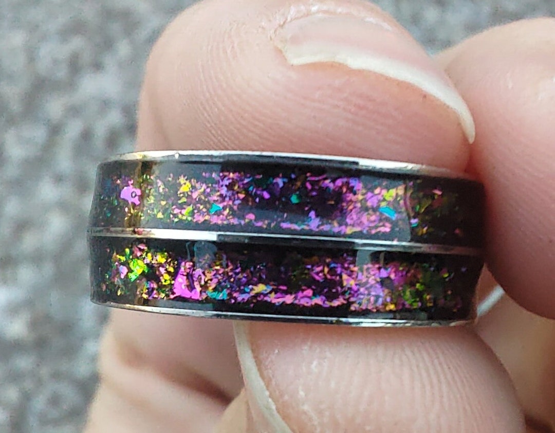 Color Shift Resin Inlay Ring - Etsy