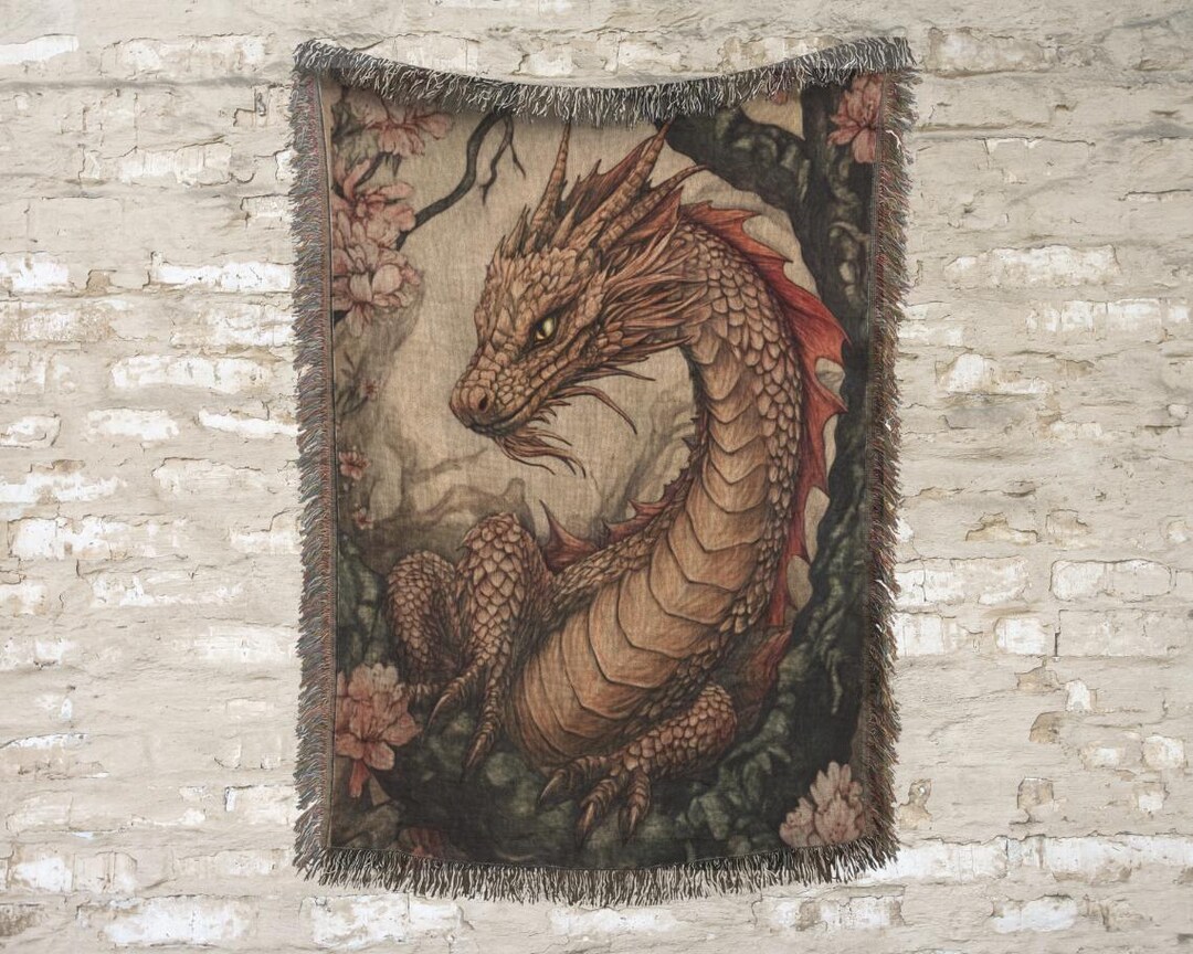 Dragon Blanket, Dragon Throw Blanket Medieval Gift, Dragon Tapestry ...