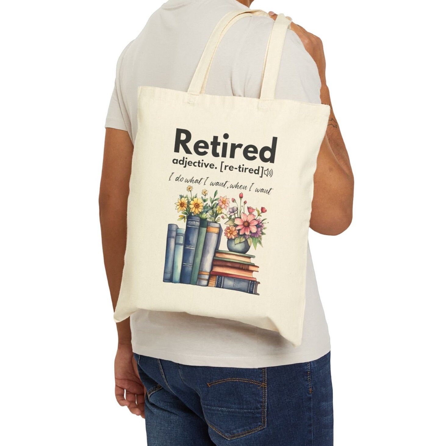 Retired Tote Bag, Funny Retirement Gift, Cute Retire Canvas Bag ...
