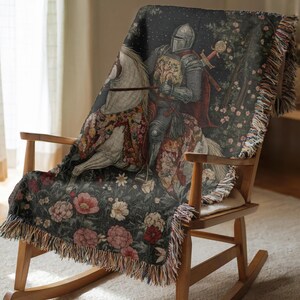 Medieval Knight Tapestry, Dark Academia Woven Blanket, Gothic Decor ...