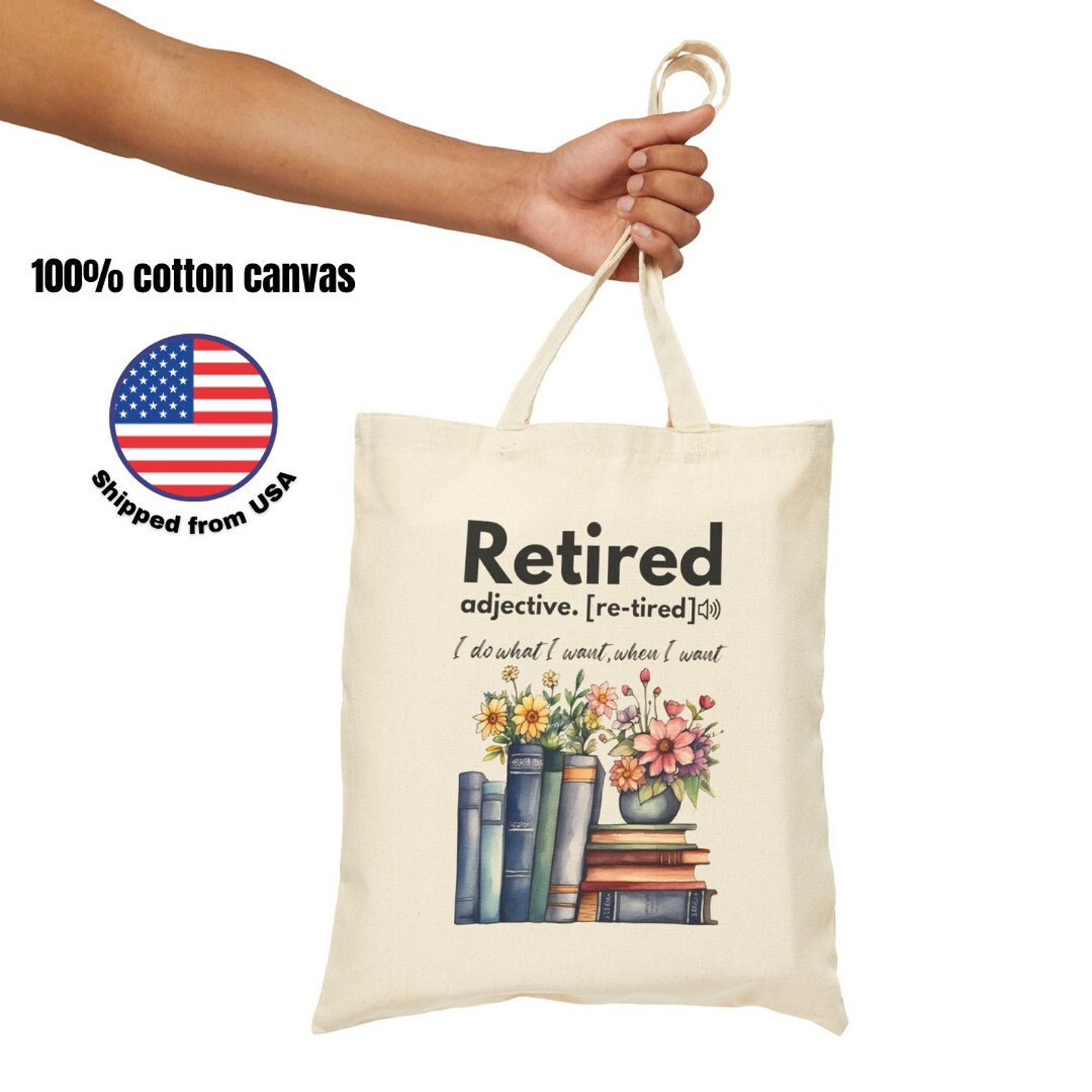 Retired Tote Bag, Funny Retirement Gift, Cute Retire Canvas Bag ...