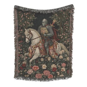 Medieval Knight Tapestry, Dark Academia Woven Blanket, Gothic Decor ...