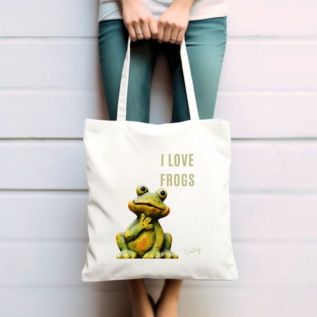 Frog Tote Bag, I Love Frogs, Frog Tote Bag, Frog Lover Tote Bag, Frogs ...