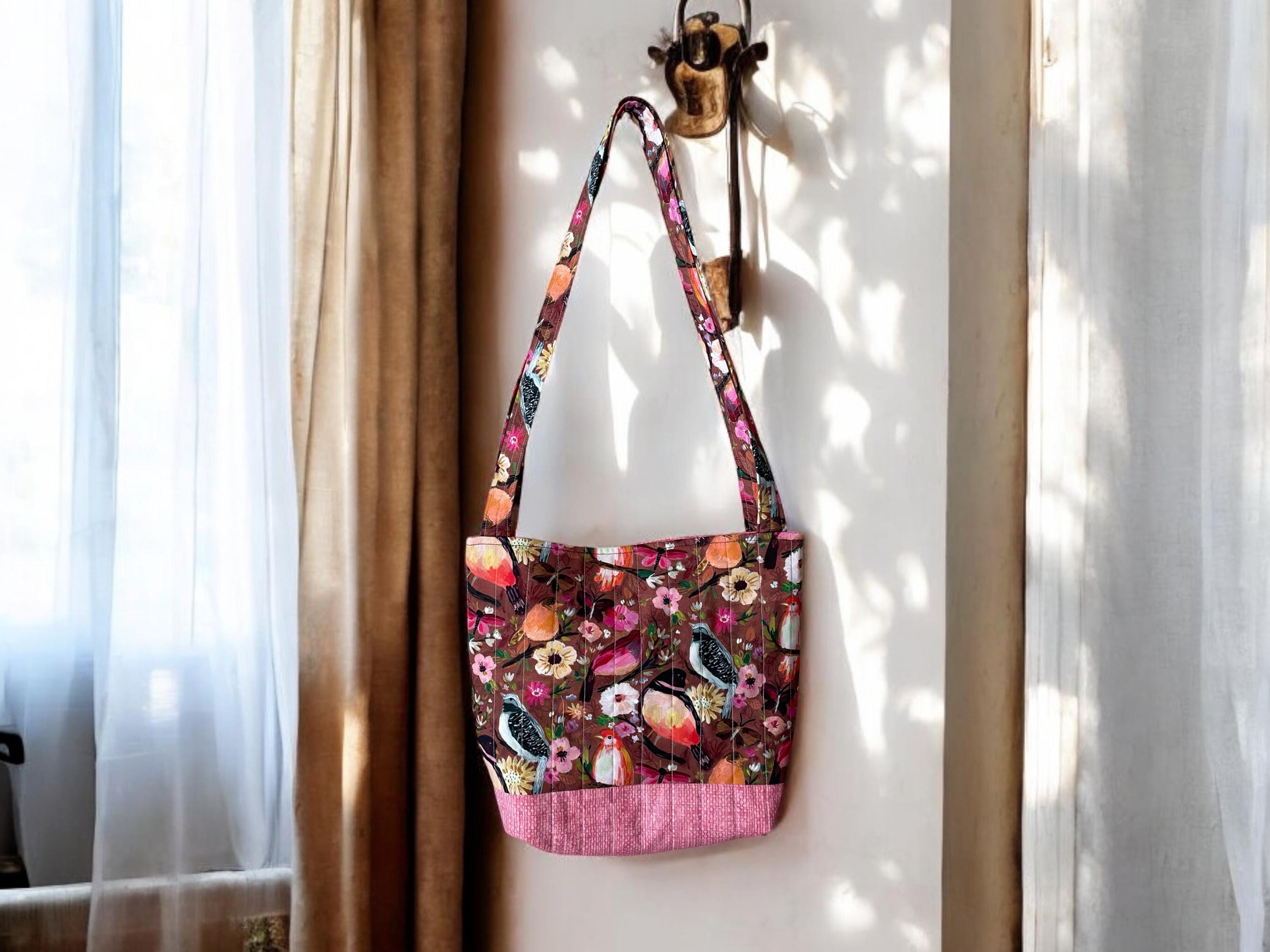 TEEN TOTE BAG – Quilted Bird & Floral Print, 12