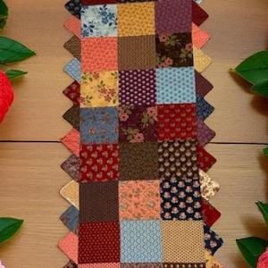 PRAIRIE POINT Quilted Table Topper – Reversible Handmade Patchwork ...