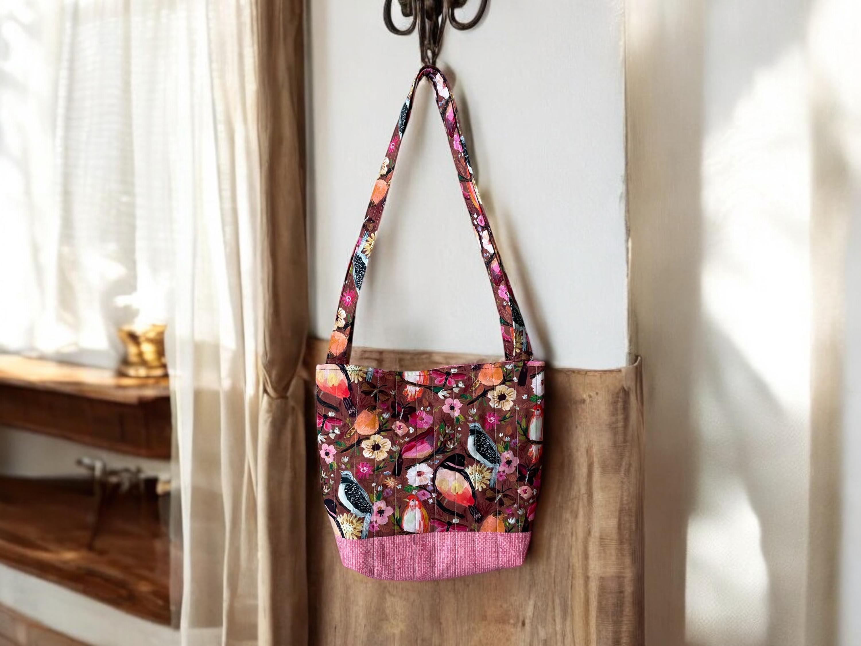 TEEN TOTE BAG – Quilted Bird & Floral Print, 12
