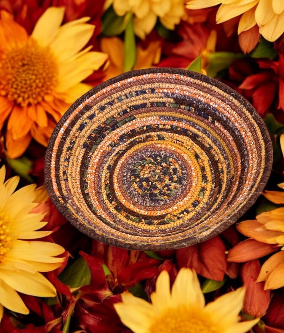 Handmade Coiled Fabric Bowl, Decorative Centerpiece, 9.0" Round - Etsy