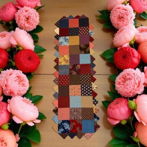 PRAIRIE POINT Quilted Table Topper – Reversible Handmade Patchwork ...