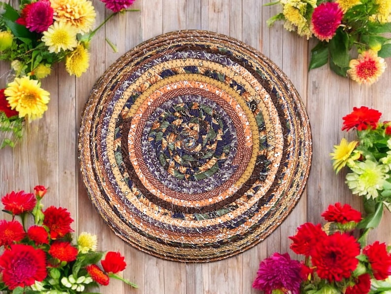 Handmade Coiled Fabric Bowl, Decorative Centerpiece, 9.0" Round - Etsy