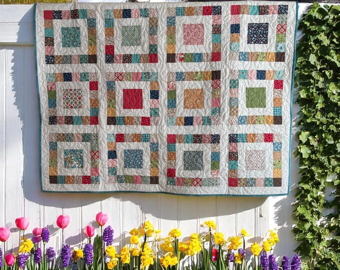 PARTY QUILT – 57 1/2" X 68" – Handmade Patchwork Quilt / Throw, Bright ...
