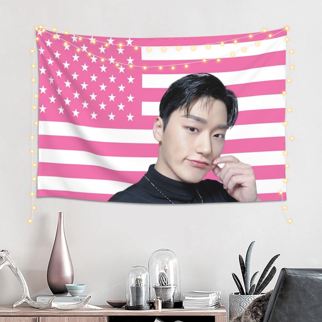 Ateez Choi San American Flag, Wall Tapestry Tour 2024, Wall Decor ...