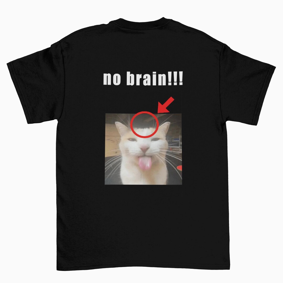 No Brain Cat Meme Shirt, Funny Tiktok Meme Tee, Silly Cat Meme Shirts ...