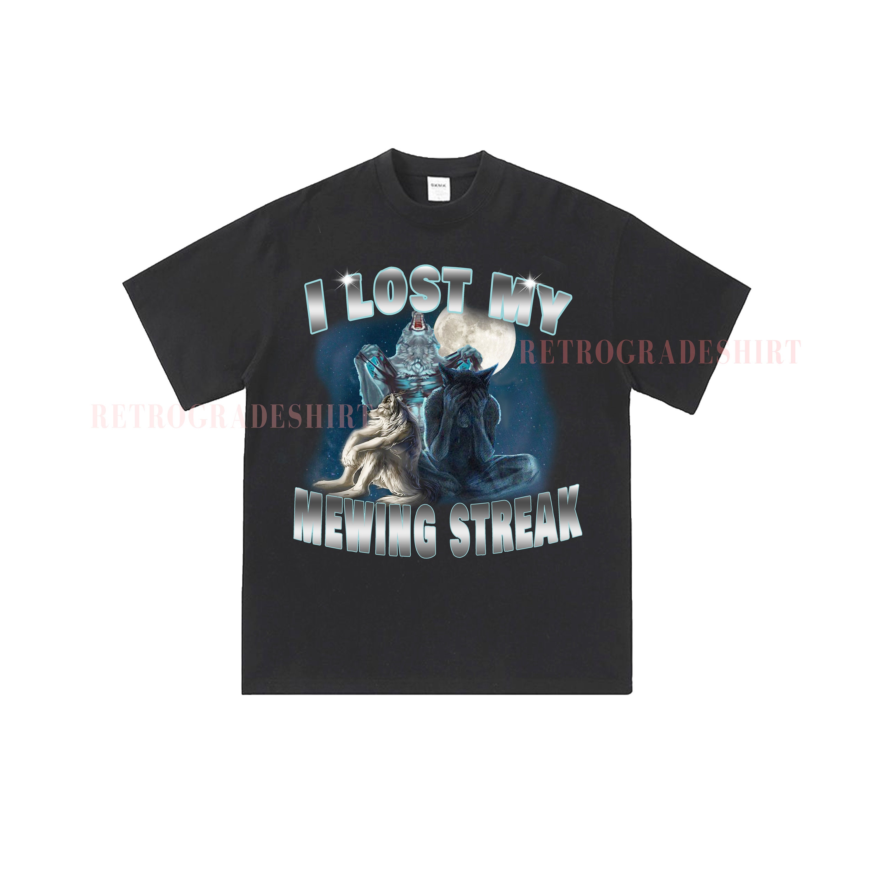 I Lost My Mewing Streak Meme Shirt, Ironic Wolf Meme Tshirt, Mewing ...