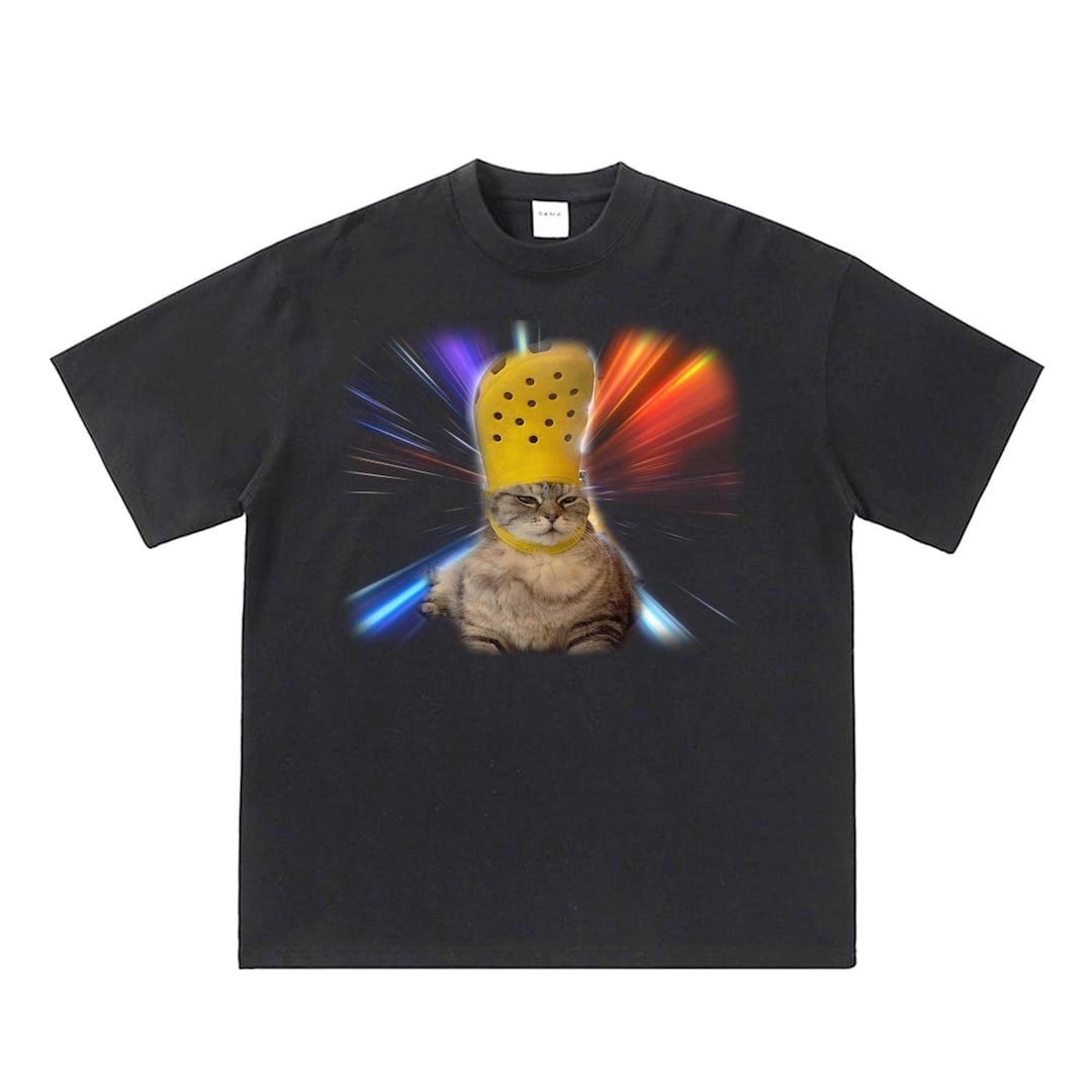 Cat With Croc on Its Head, Cat Meme Shirt, Funny Cat Shirts, Funny Cat ...