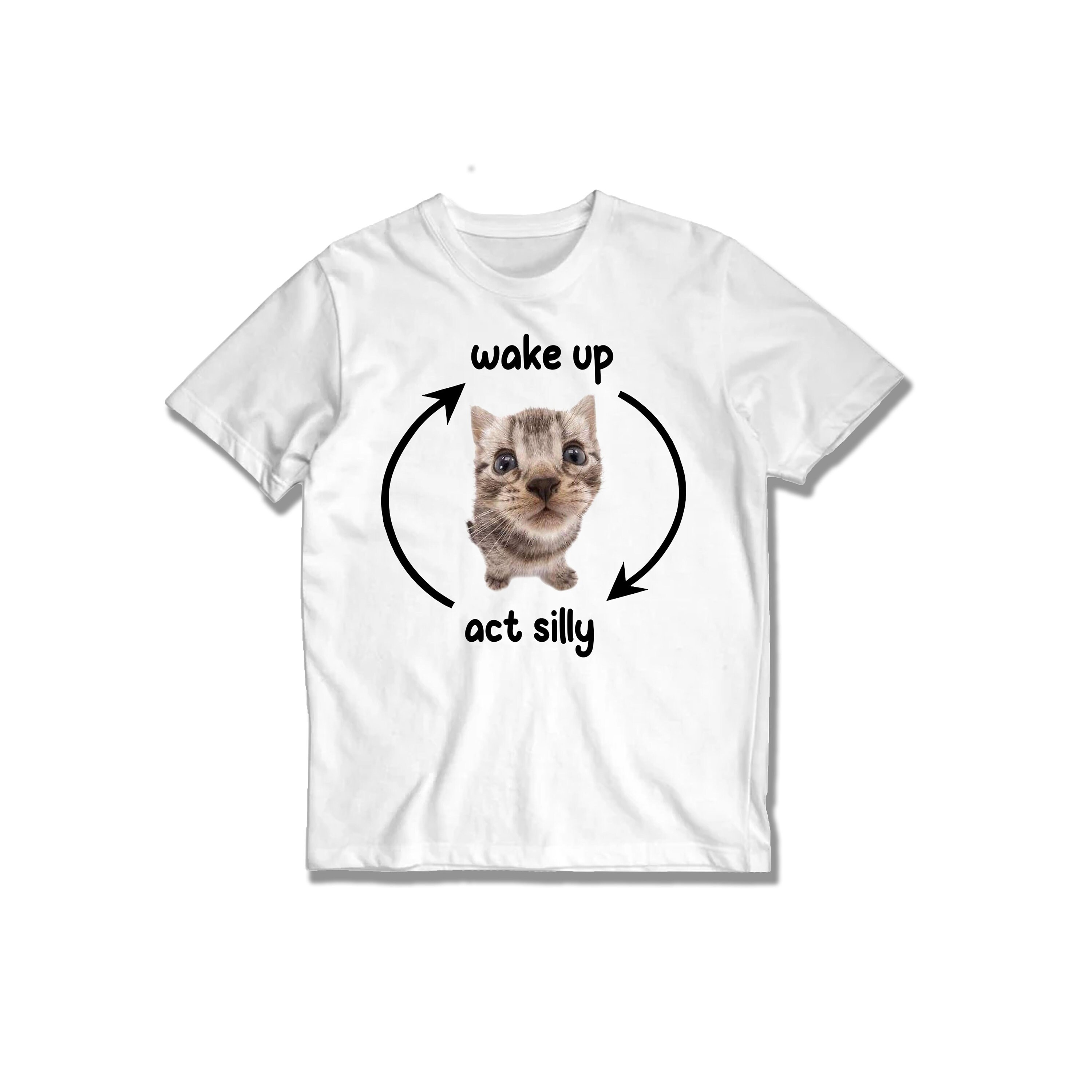 Wake up Act Silly Cat Meme Shirt, Wholesome Cat Meme T-shirt, Silly ...