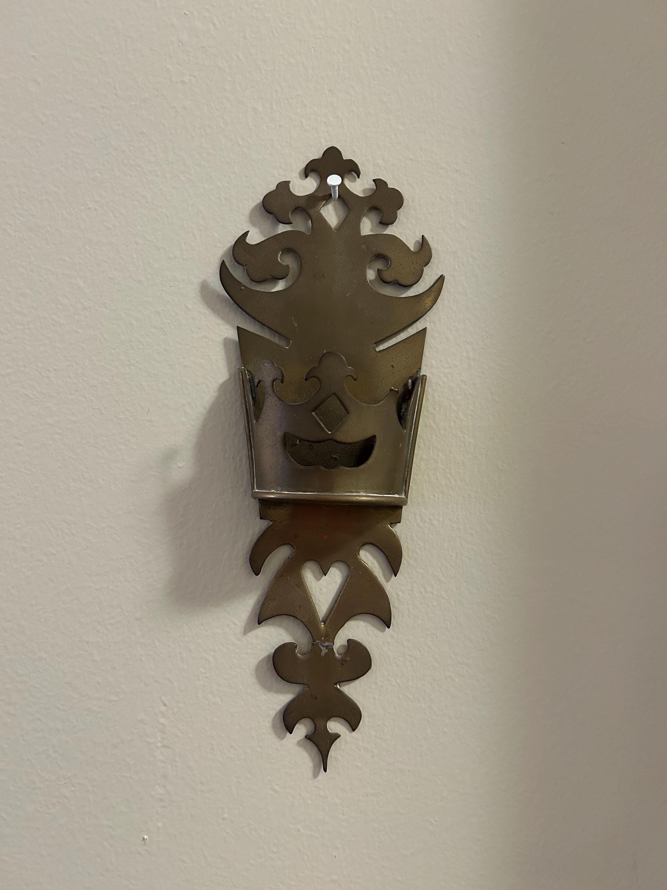 Vintage Brass Decorative Wall Pocket - Etsy