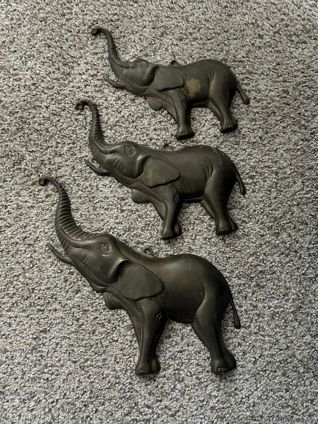 Vintage Brass Elephant Family Wall Decor - Etsy