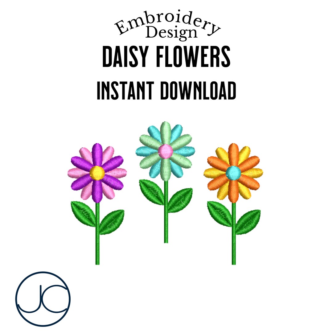 Daisy Flowers Embroidery Design for Embroidery Machine. Embroidery ...