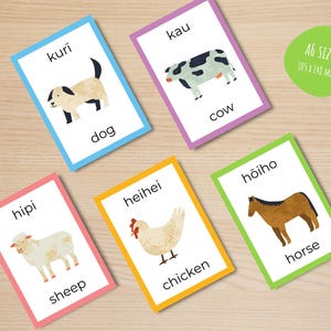 Farm Animal Flash Cards Digital Print - Te Reo Māori, English - Home ...