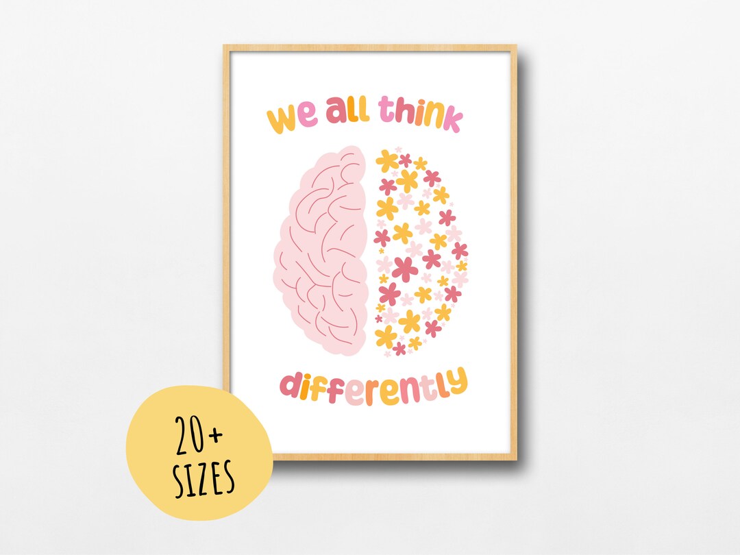 Neurodiversity Poster, We All Think Differently - Digital Print, Brain ...