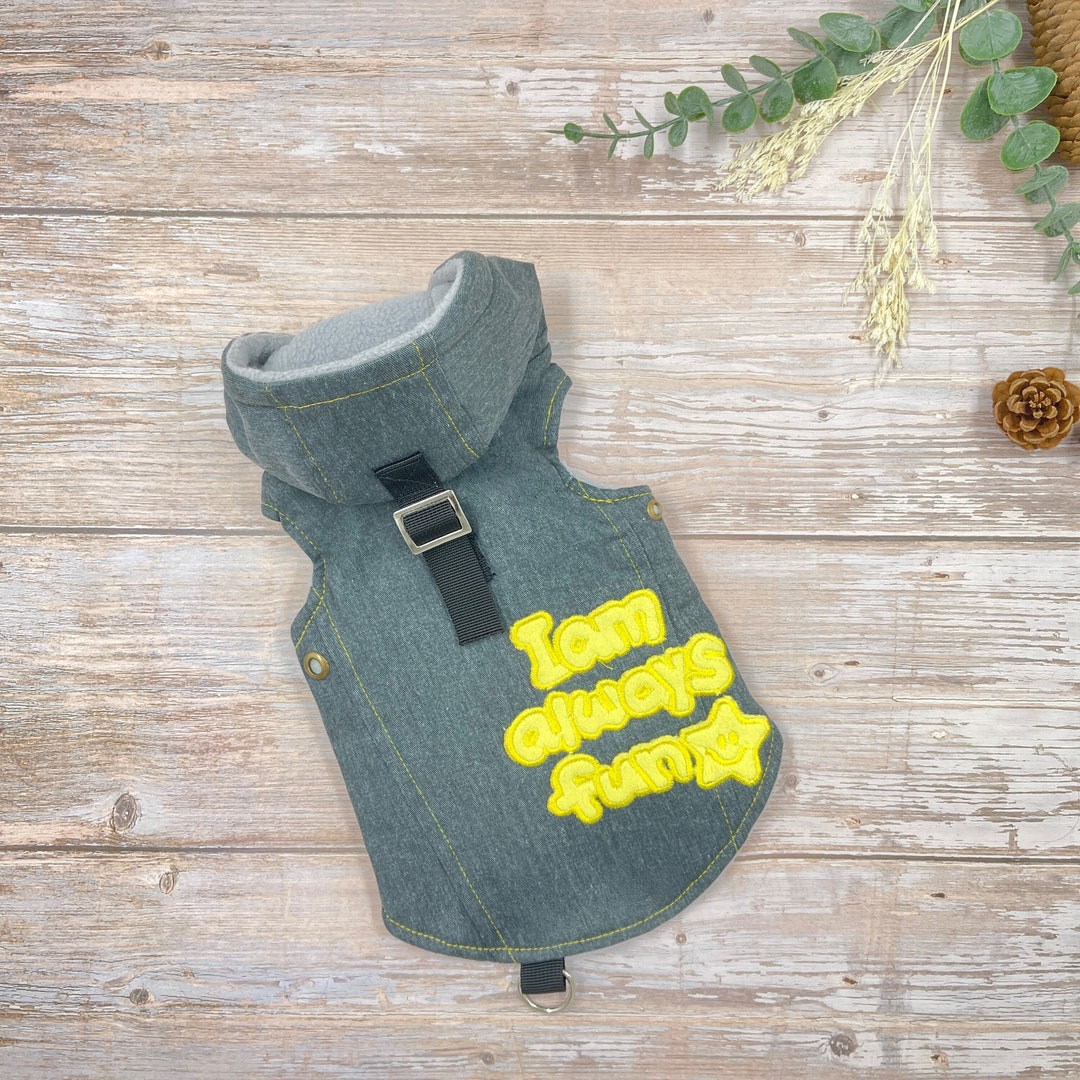 Fleece Lined Dog Denim Jacket Grey - Etsy