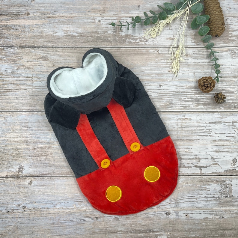 Mickey Mouse Dog Costume Plush Jacket | Dog Hoodie | Cute Dog Clothing ...