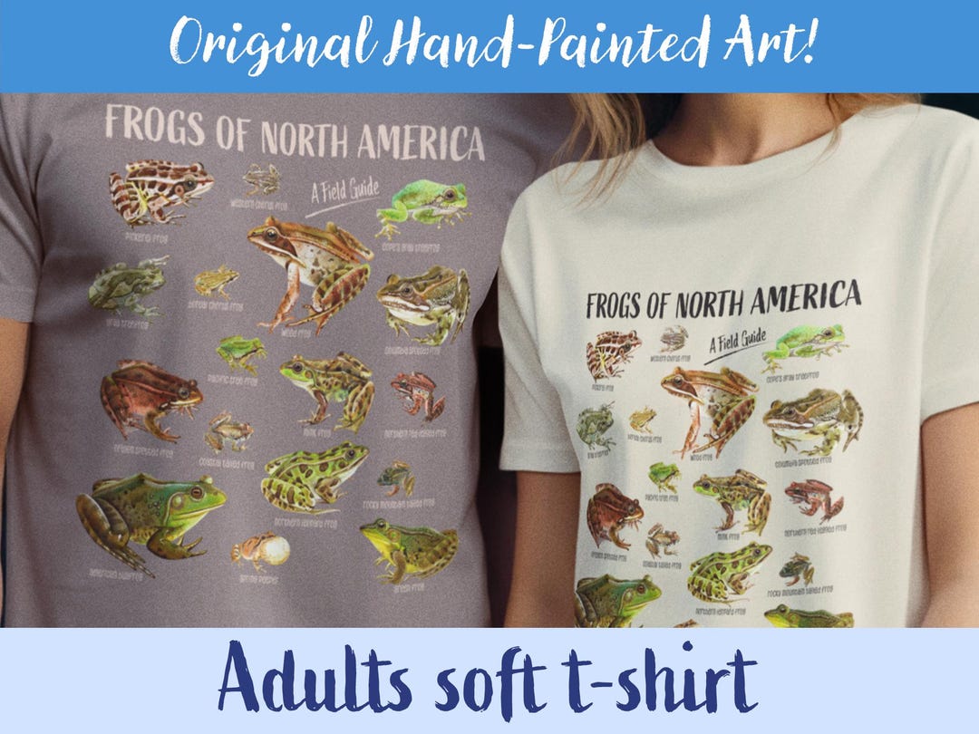 FROGS of NORTH AMERICA Tshirt, Adult Sizes, Field Guide Shirt, Frog ...