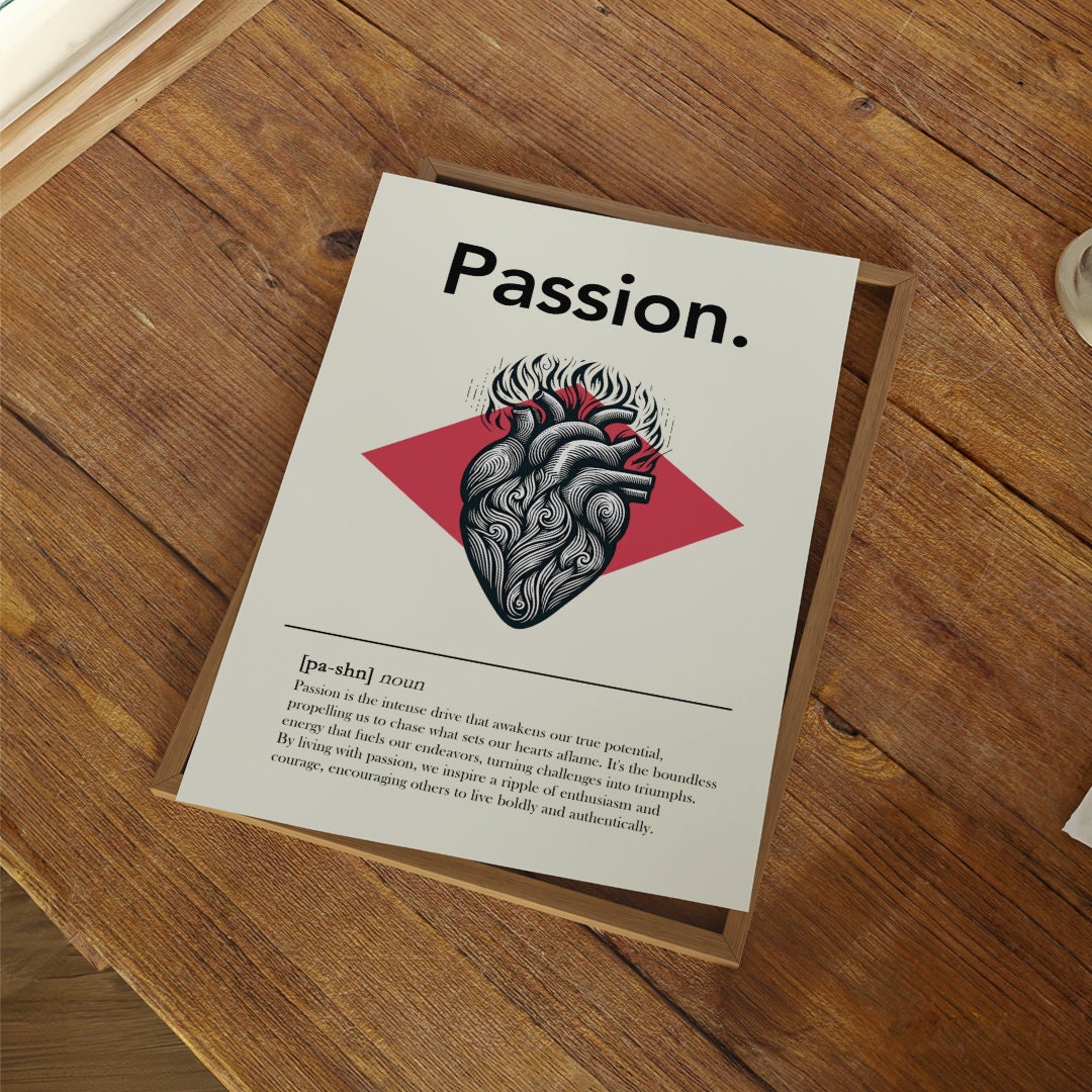 Passion Definition Motivational Poster Printable Wall Art Digital ...