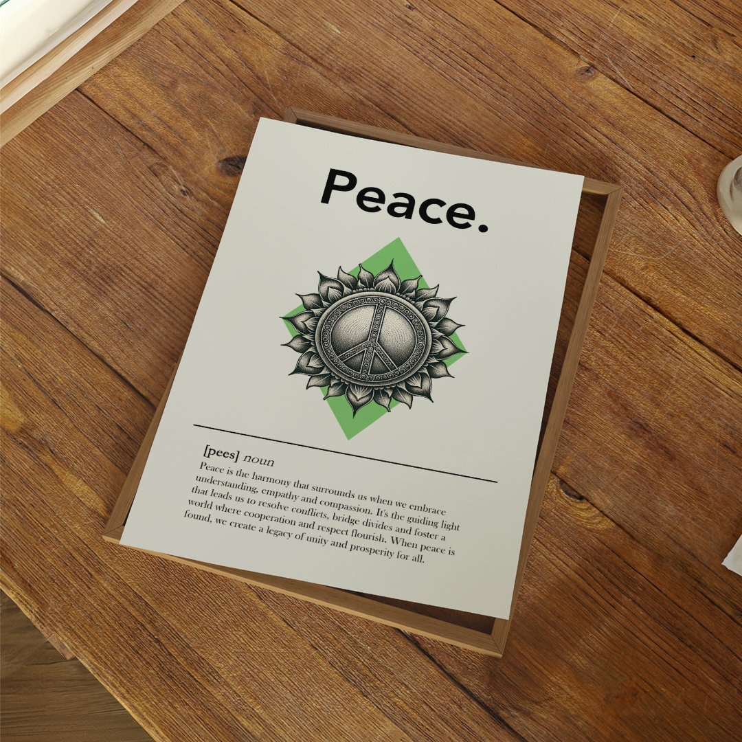 Peace Definition Motivational Poster Printable Wall Art Digital Instant ...