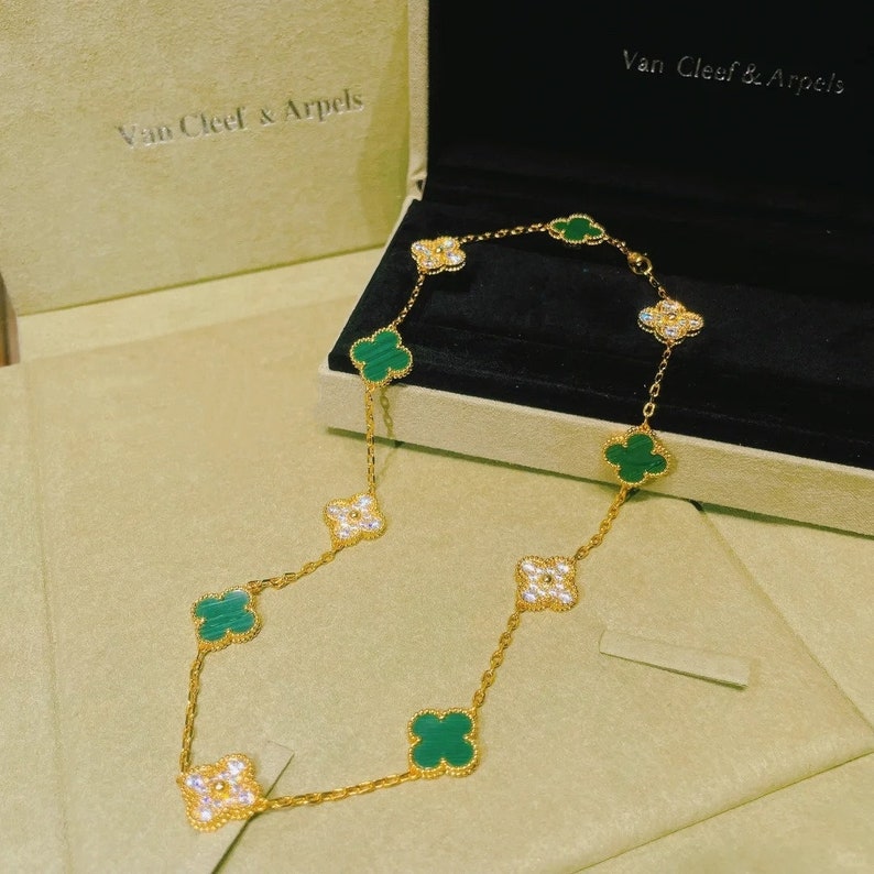 Authentic Van Cleef Vintage Alhambra Long Necklace 10 Motifs 18k Yellow ...
