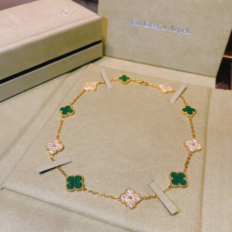 Authentic Van Cleef Vintage Alhambra Long Necklace 10 Motifs 18k Yellow ...
